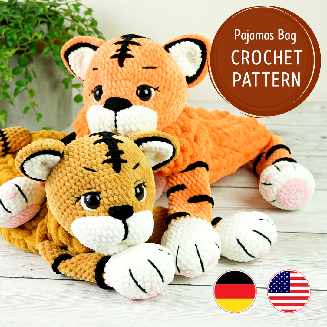 Tiger Crochet PATTERN, Crochet Pajama Bag Pattern, Tiger Amigurumi ...