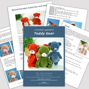 Crochet Pattern Teddy Bear, Amigurumi Pattern, Crochet Bear, Crochet ...