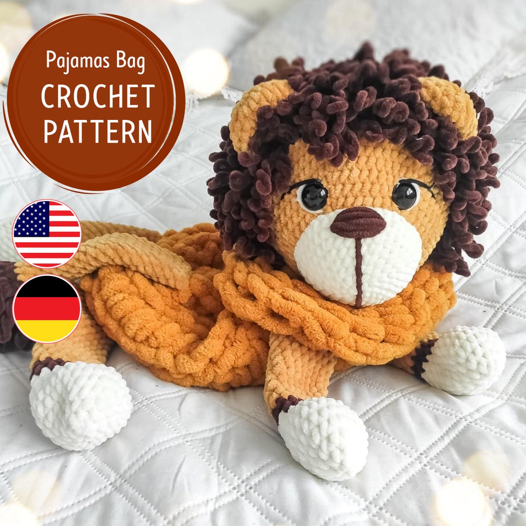 Crochet Pajama Bag Pattern, Lion Crochet PATTERN, Amigurumi Patterns ...