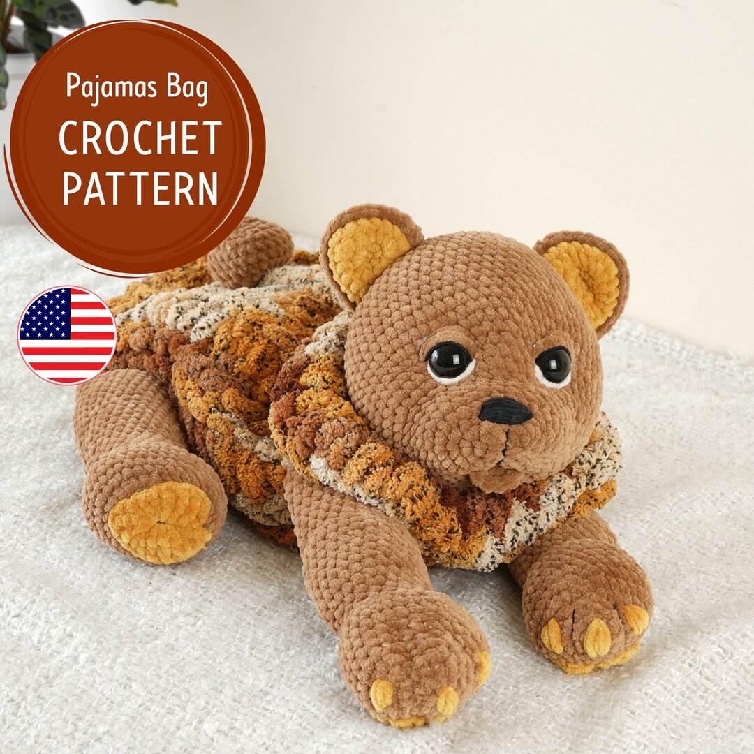 Teddy Crochet PATTERN, Crochet Pajama Bag Pattern, Teddy Bear Amigurumi ...