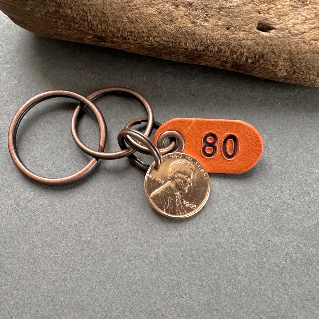 80th Birthday Gift, 1944 USA Coin Key Ring, Keychain, American One Cent ...