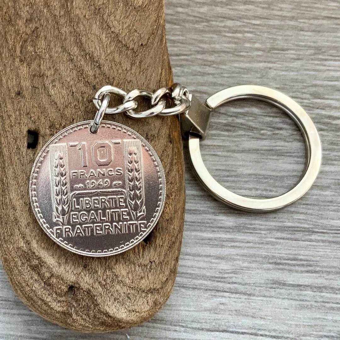 1949 French Coin Keyring Hand Made Using a Genuine 10 Franc Coin From ...