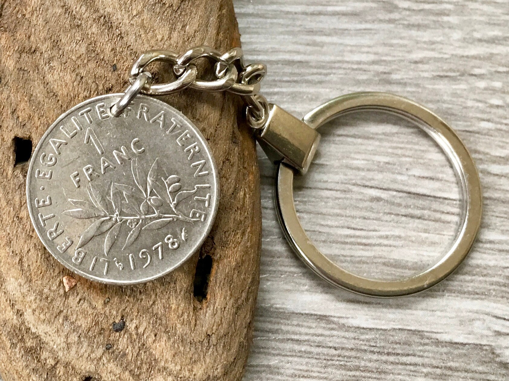 French Coin Keyring, Keychain or Clip, Choose Coin Year, 1 Franc France ...