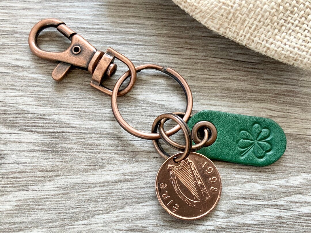 1998 Irish Penny Keychain: Celtic Coin, Shamrock Charm - Etsy UK