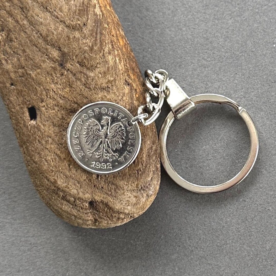 1992 Polish Coin Keyring 50 Groszy Keychain Poland 33rd Birthday or ...