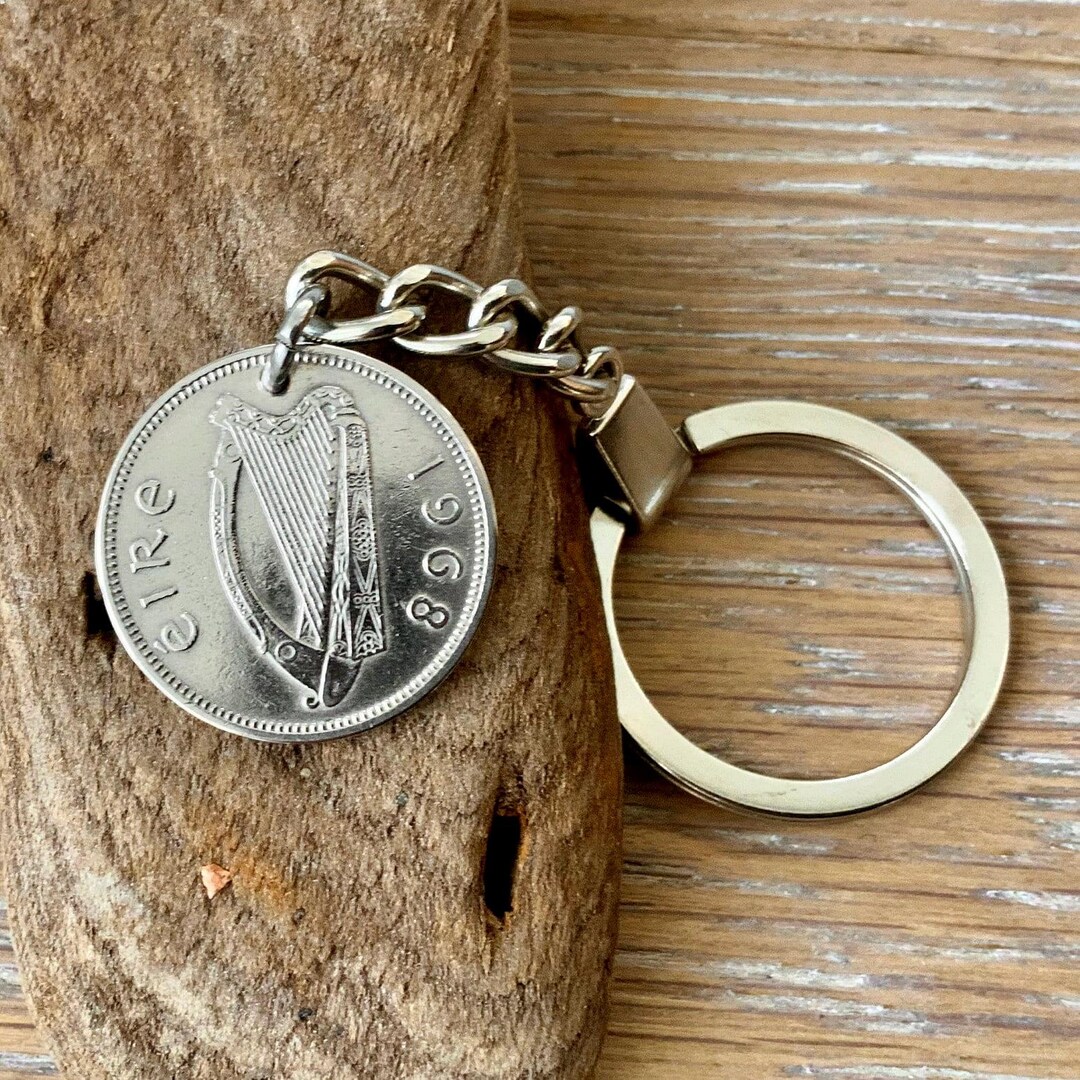 1968 Irish Shilling Keychain: Handmade 58th Birthday Gift - Etsy