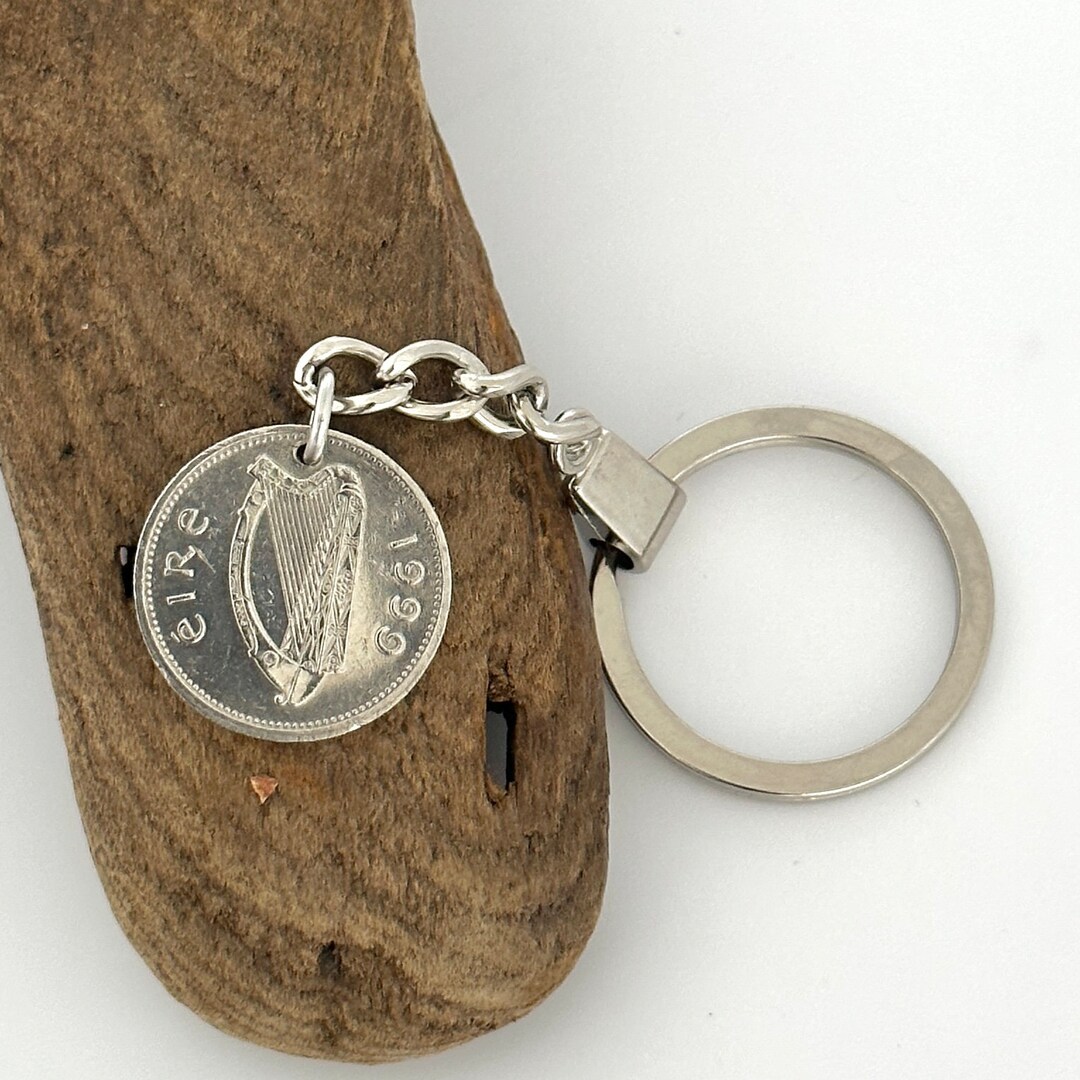 1999 Ireland Keychain, Irish 10 Pence Coin Keyring, Good Luck, Lucky ...