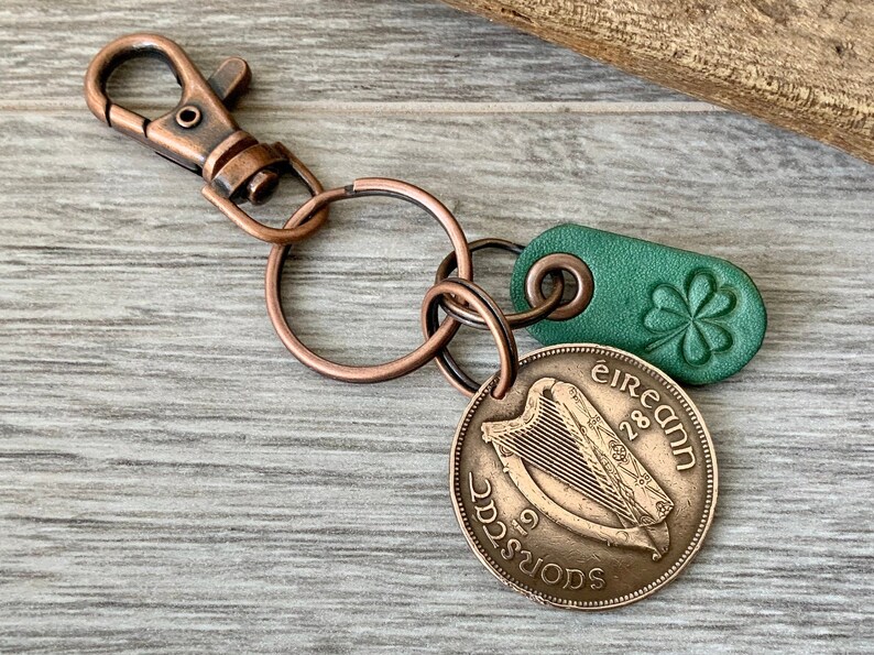Old Irish Penny Pingin and Shamrock Key Chain Key Ring or - Etsy UK