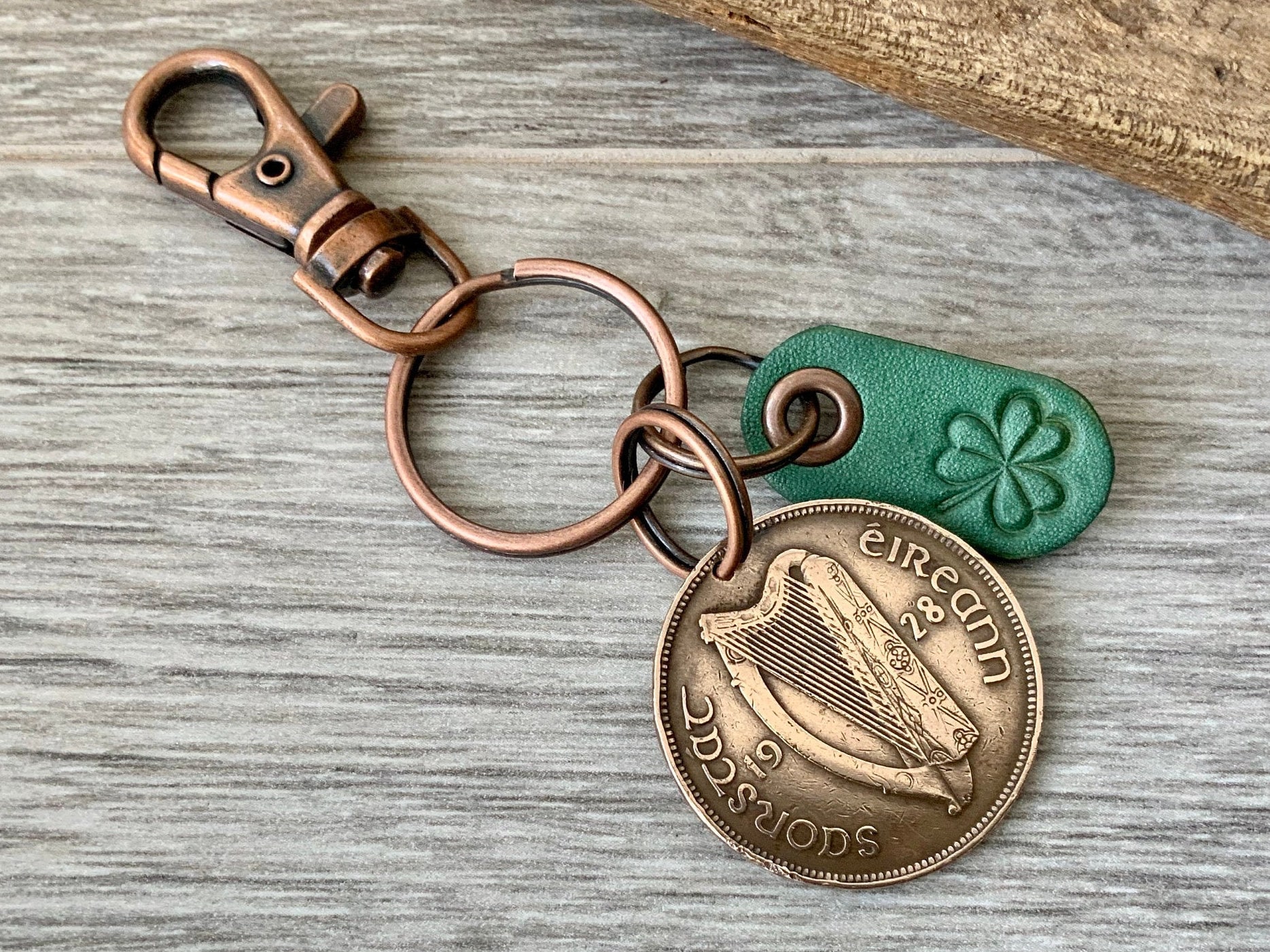 Old Irish Penny Pingin and Shamrock Key Chain Key Ring or - Etsy UK