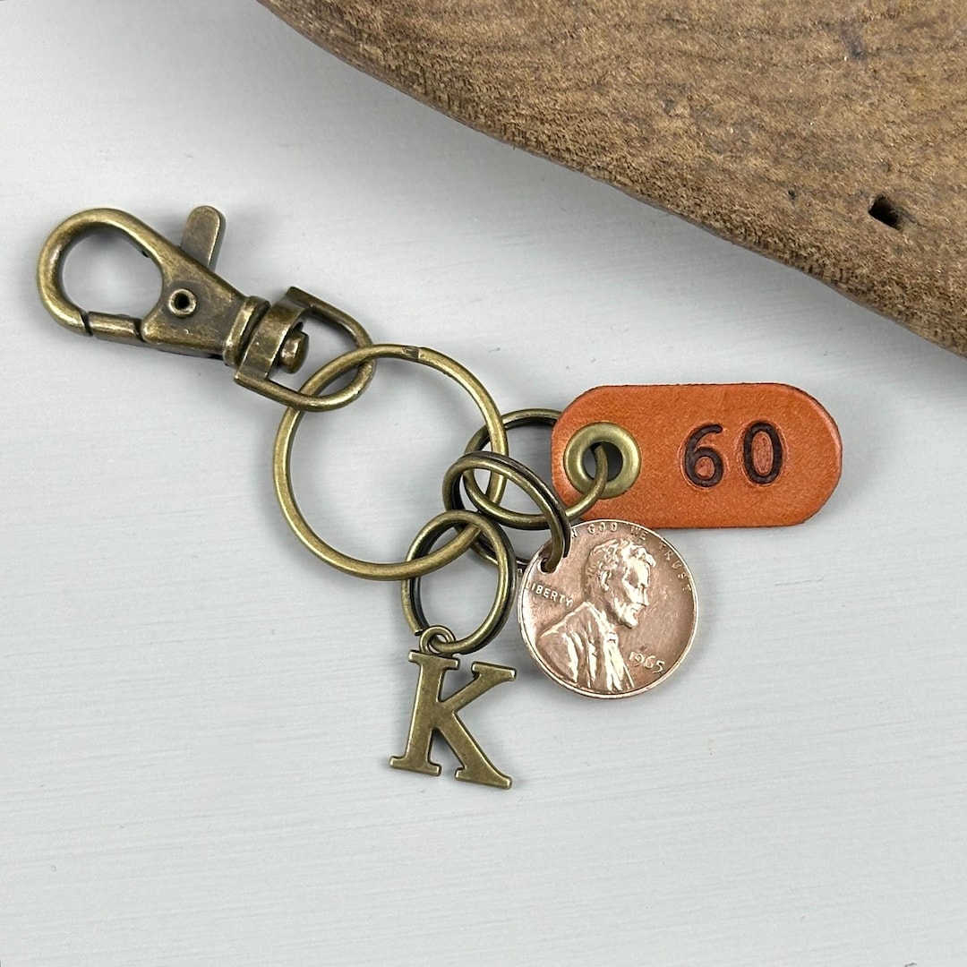 60th Birthday Gift, 1965 USA One Cent Coin Bag Clip, Key Chain With a ...