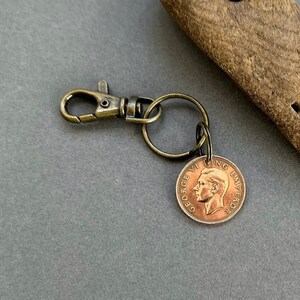 80th Birthday Gift New Zealand 1944 Half Penny Clip Style Keyring ...