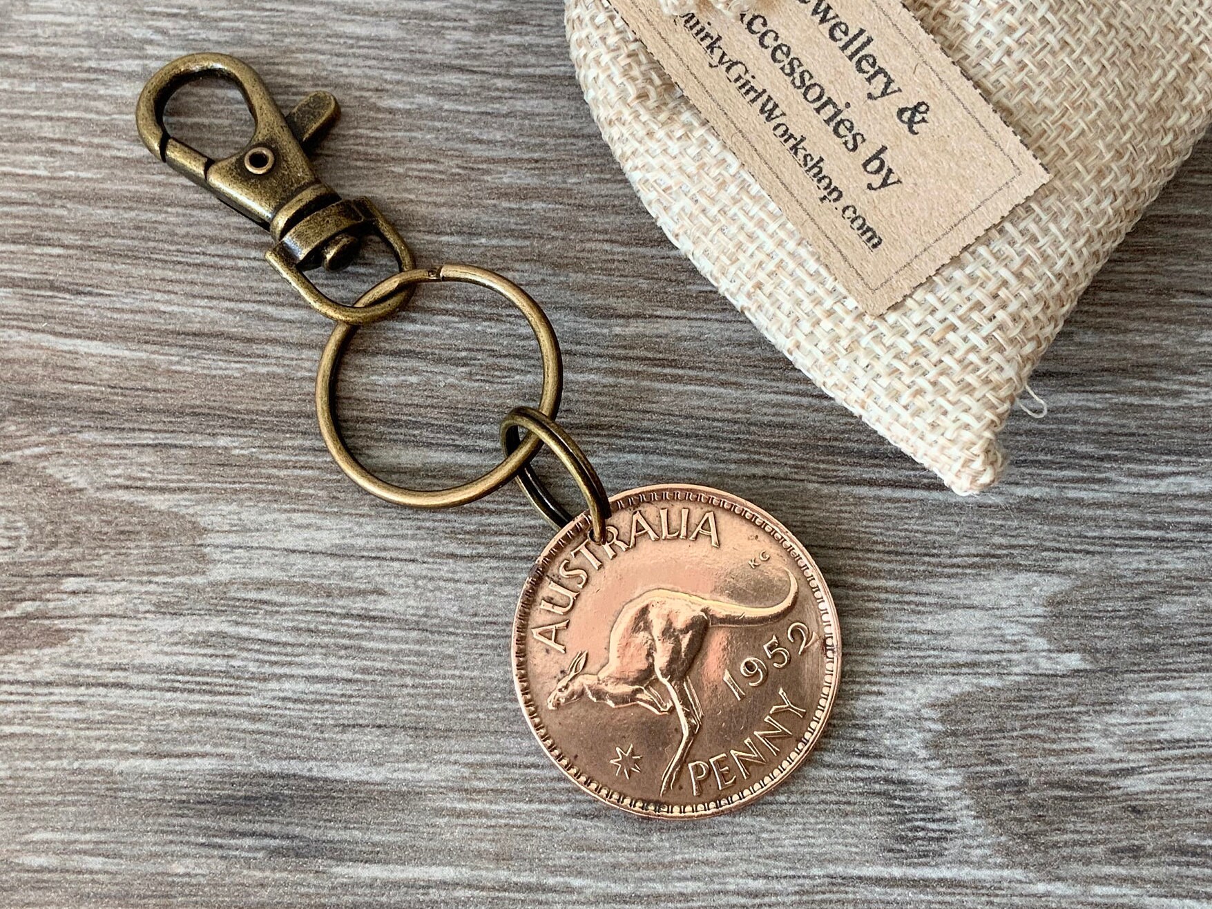 1952 Australian kangaroo penny clip style Keyring keychain a perfect ...