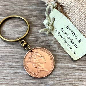British Two Pence Coin Keychain or Clip English Keyring, 1991, 1992 ...