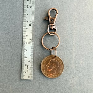 80th Birthday Gift, 1944 British Big Penny Key Ring Clip, Lucky U.K ...