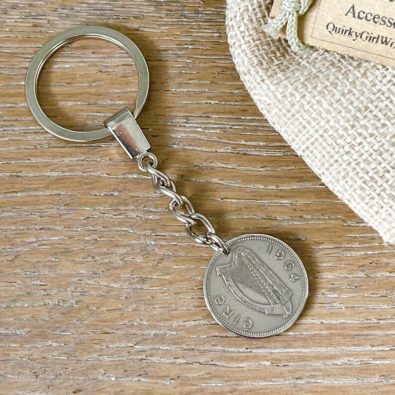 Irish shilling key chain keyring or clip 1962 1963 or 1964 | Etsy