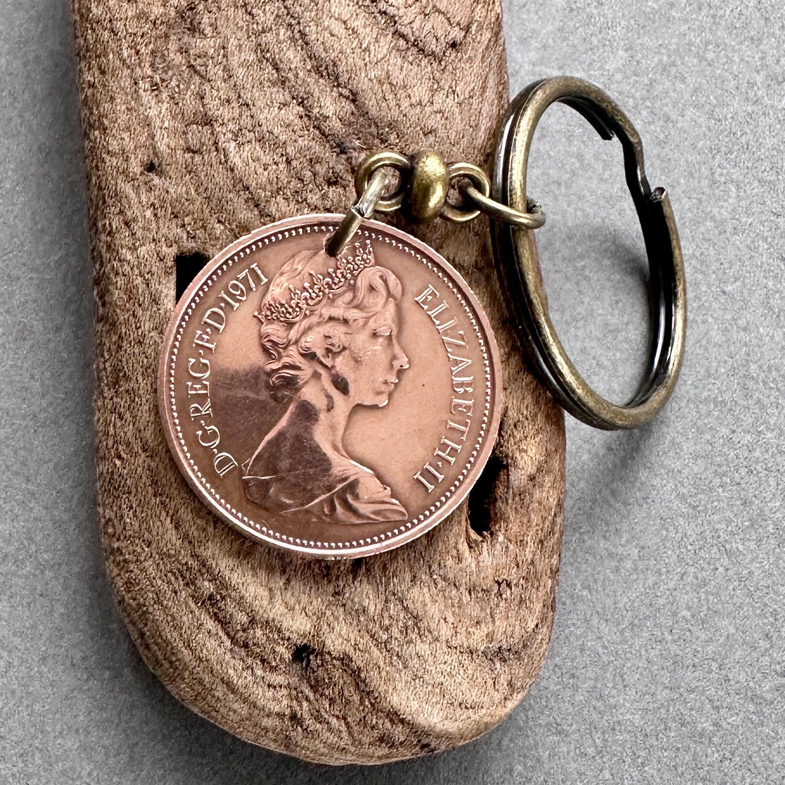 1971 British two pence coin key ring, this key chain would make a ...