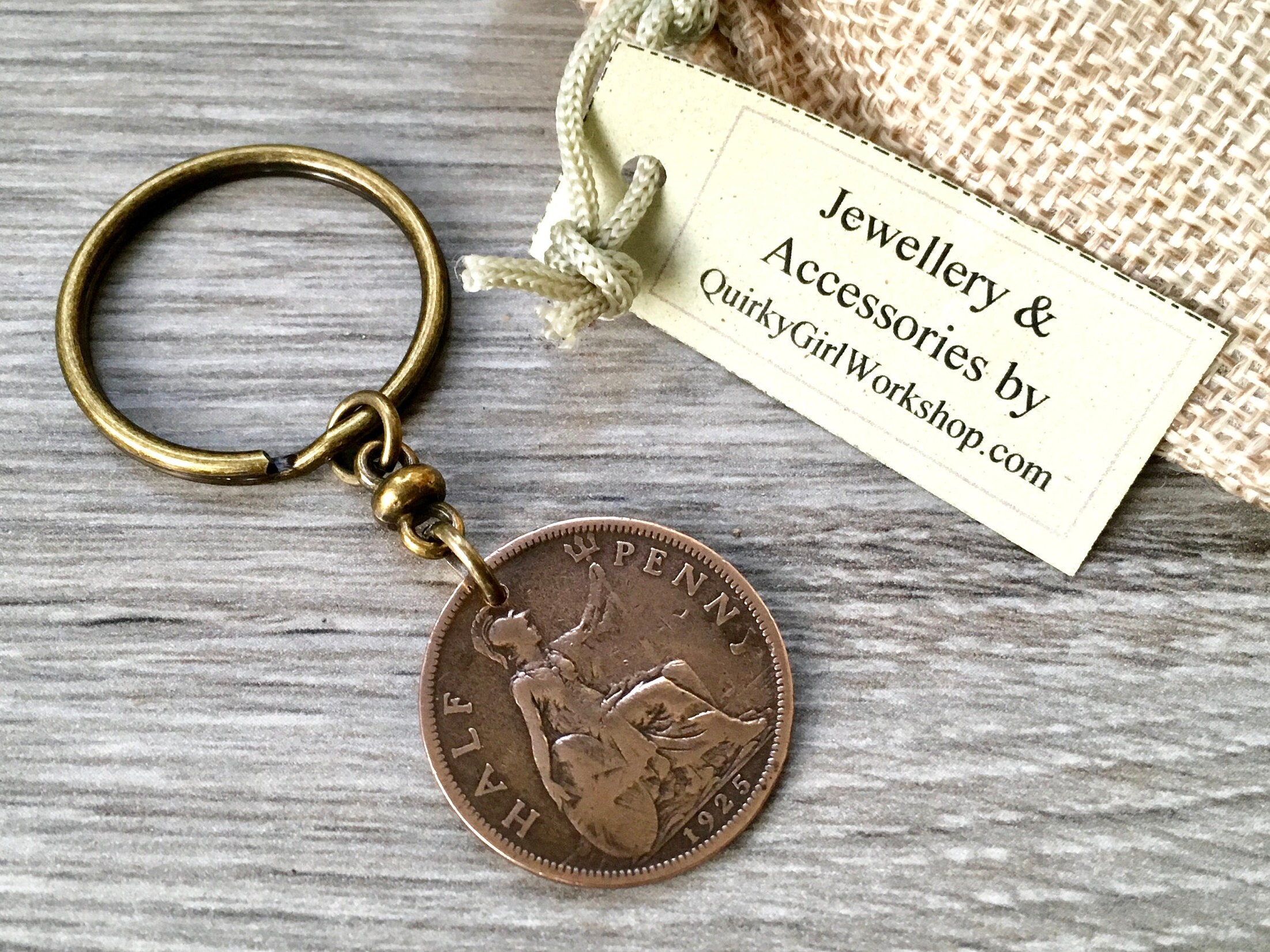 1925 Or 1926 British Half Penny Keyring Keychain Or Clip Choose Coin 1925-or-1926-british-half-penny-keyring-keychain-or-clip-choose-coin