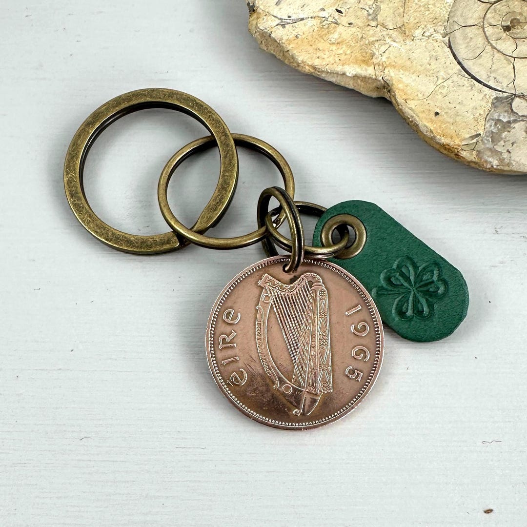1965 Irish Penny Keychain: 60th Birthday Shamrock Keyring - Etsy