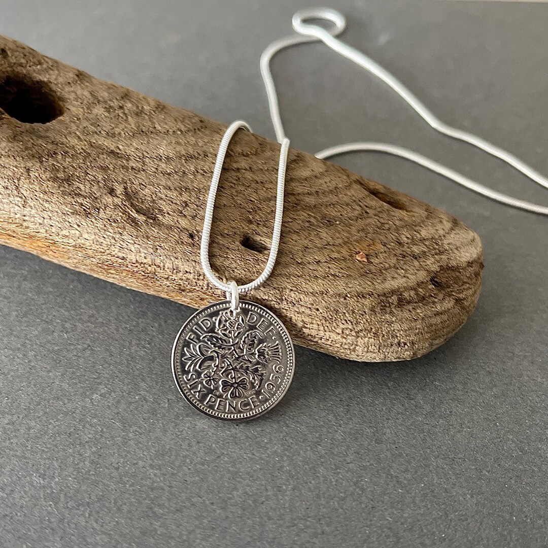 1956 Sixpence Necklace: British Coin Pendant, 69th Birthday Gift - Etsy