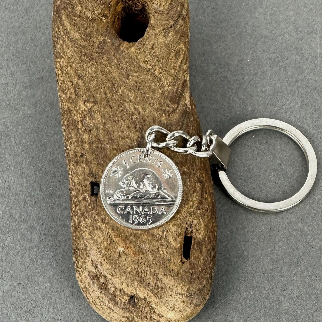 60th Birthday Gift Idea, a 1965 Canadian Coin Key Chain or Clip Canada ...