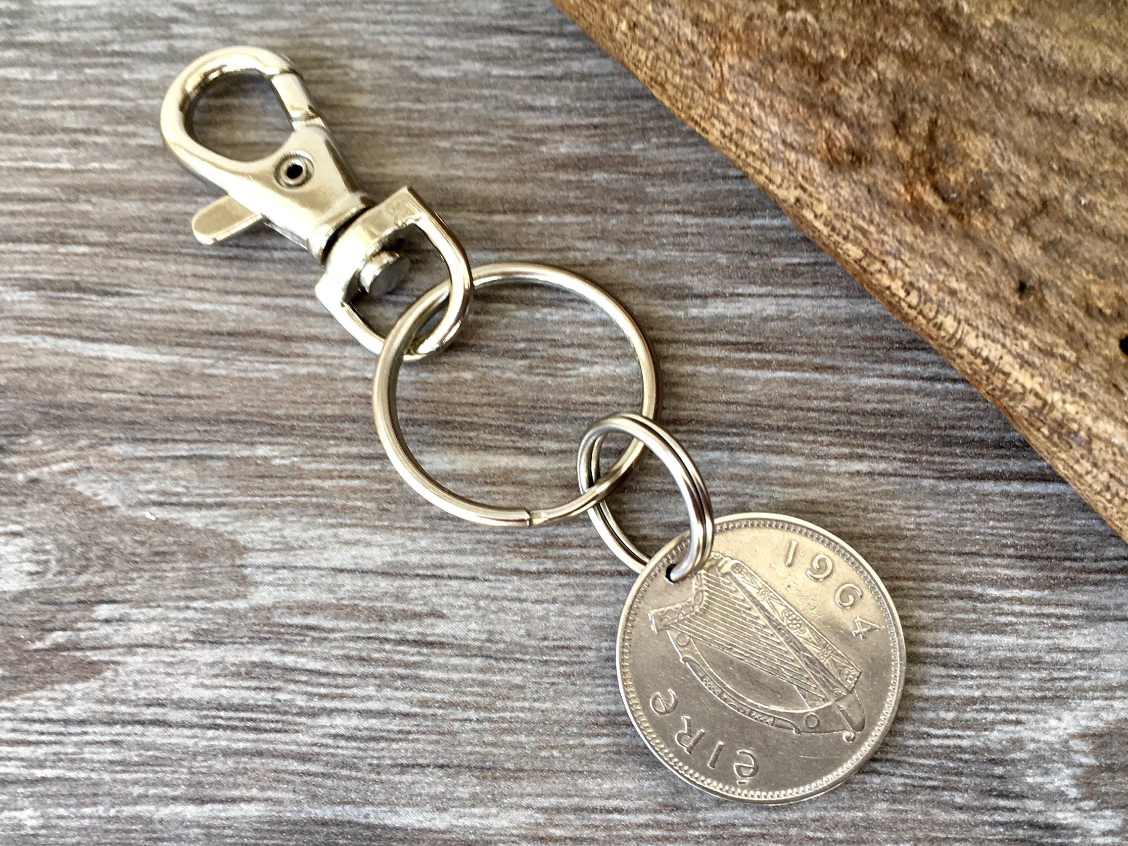 Irish shilling key chain keyring or clip 1962 1963 or 1964 | Etsy