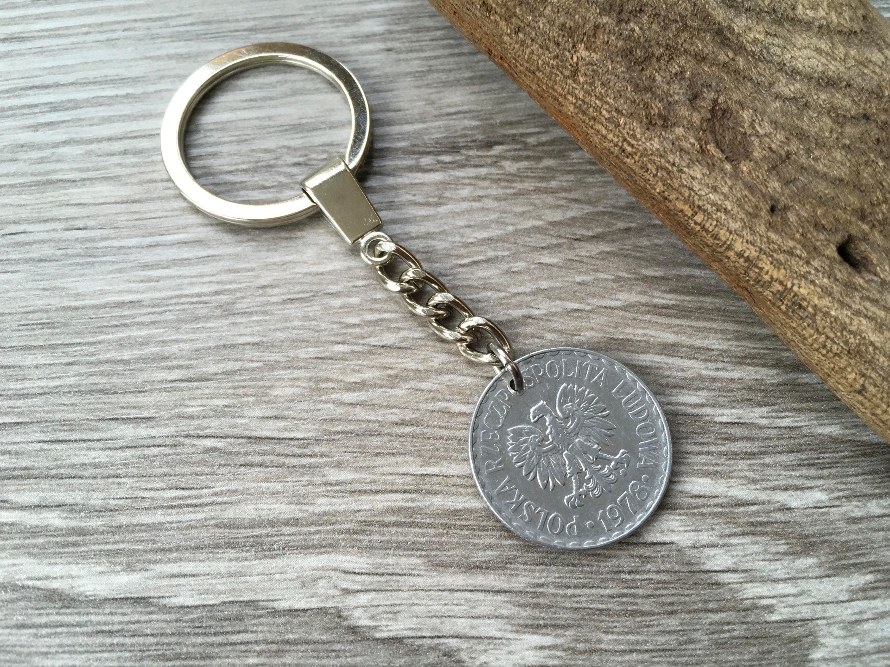 Polish coin keyring, 1 zloty from Poland keychain, choose coin year for ...
