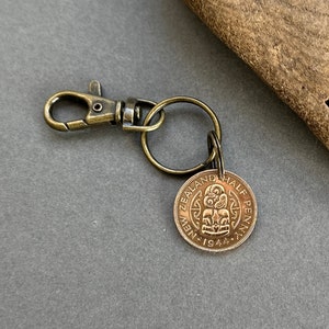 80th Birthday Gift New Zealand 1944 Half Penny Clip Style Keyring ...