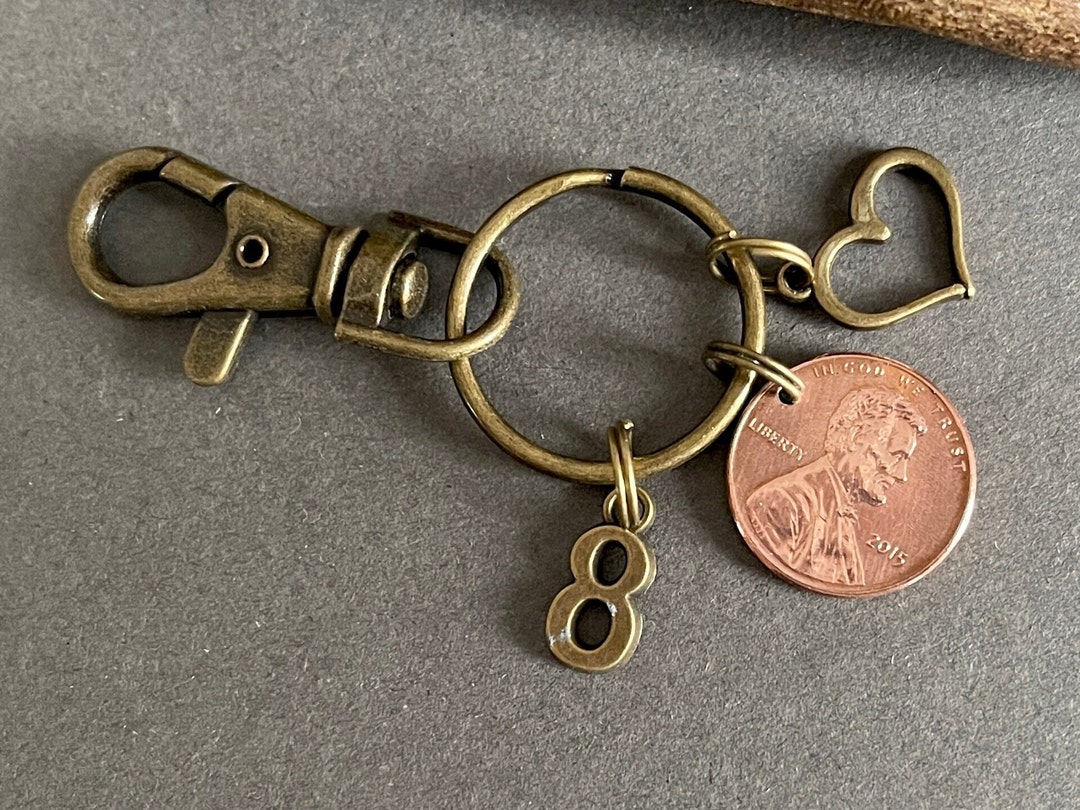 8th Anniversary Gift 2015 or 2016 USA One Cent Coin Key Ring, United ...
