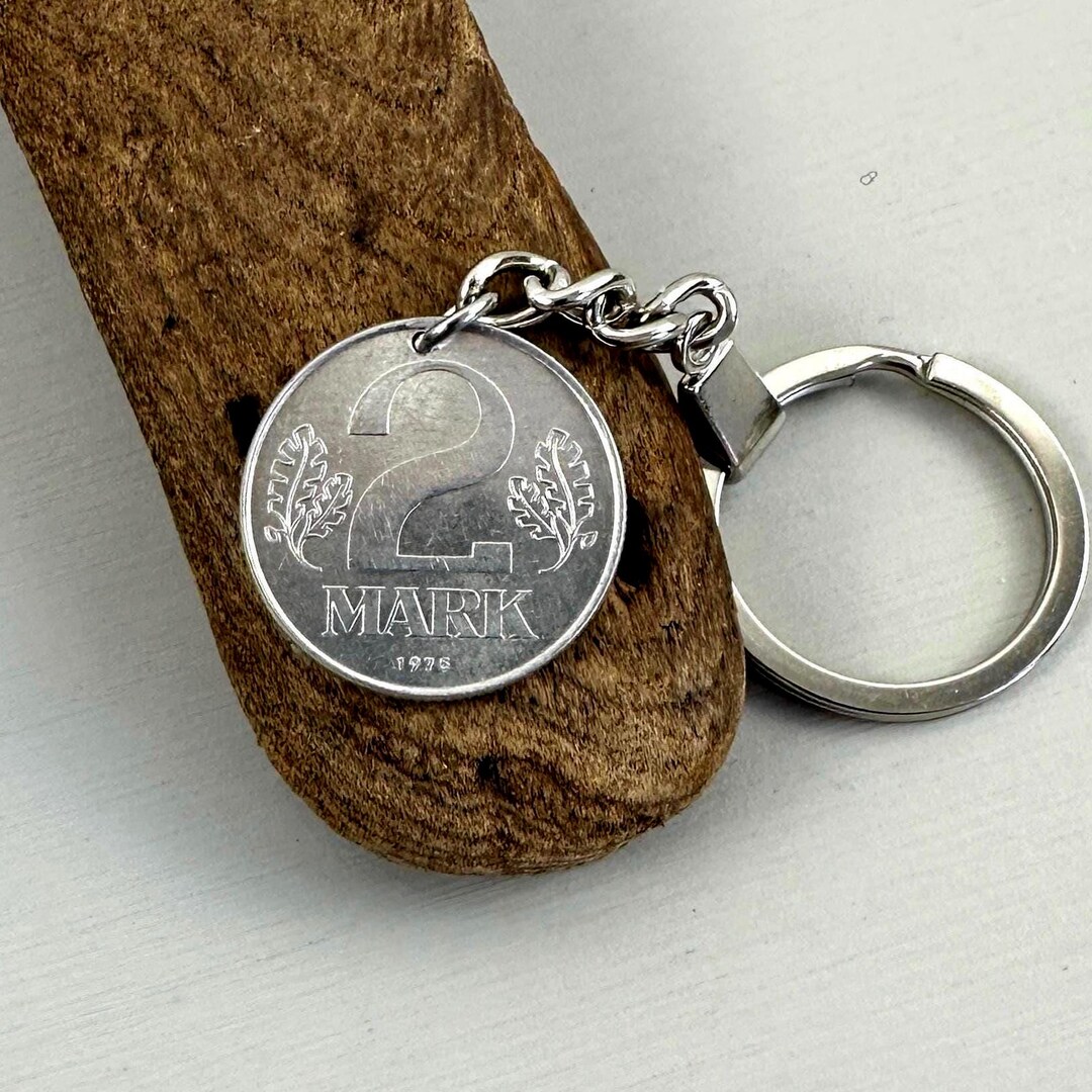 1975 East German Coin Key Ring, Germany Key Chain, Aluminium German ...