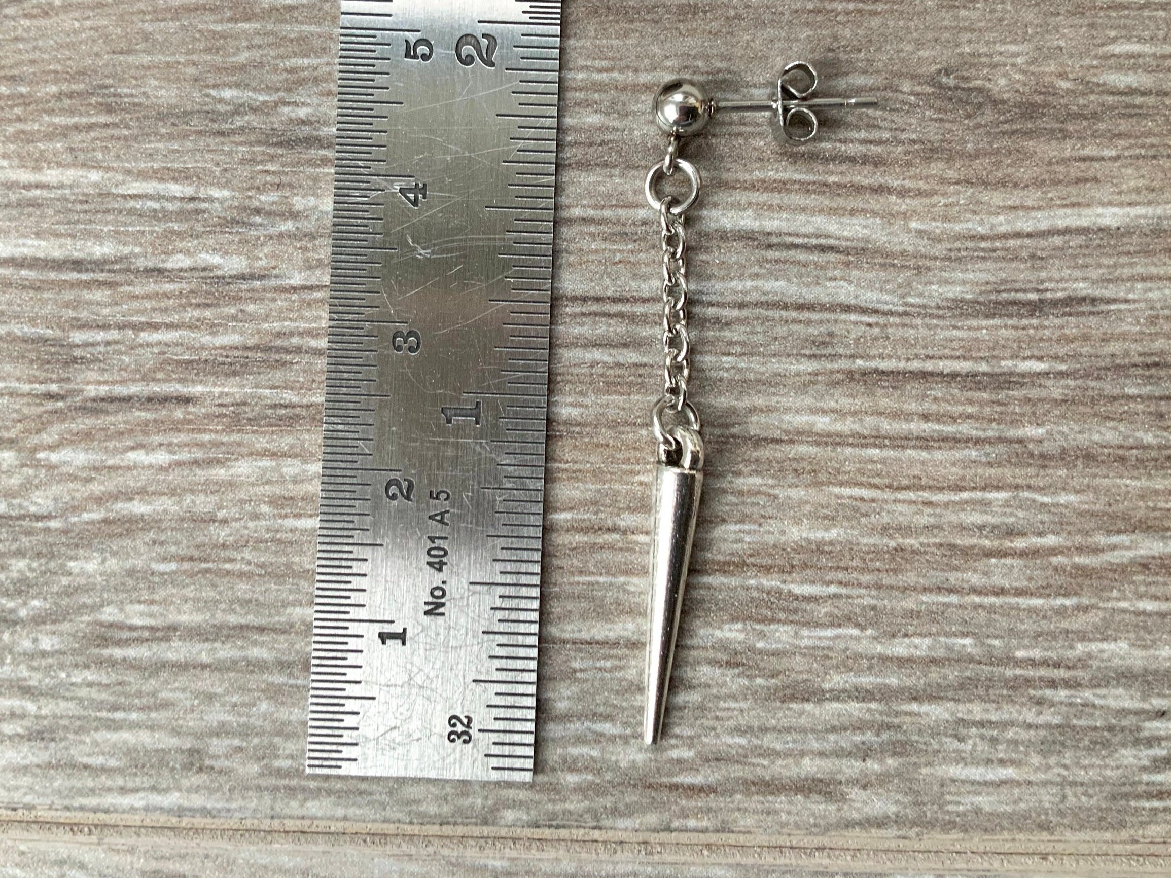 Long spike earring with a ball stud post, available as a single earring ...