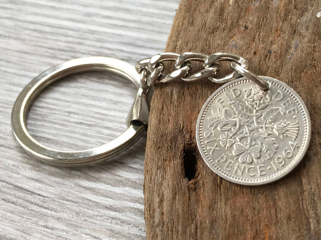 Sixpence Keychain: Lucky British Coin Keyring, Birthday Gift - Etsy UK