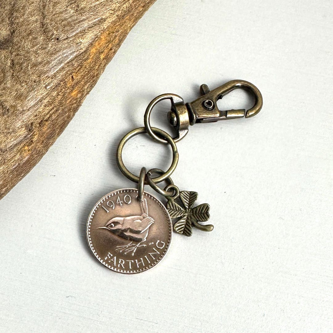 1940 Wren Farthing Clip Style Keyring British Bird Coin, 85th Birthday ...