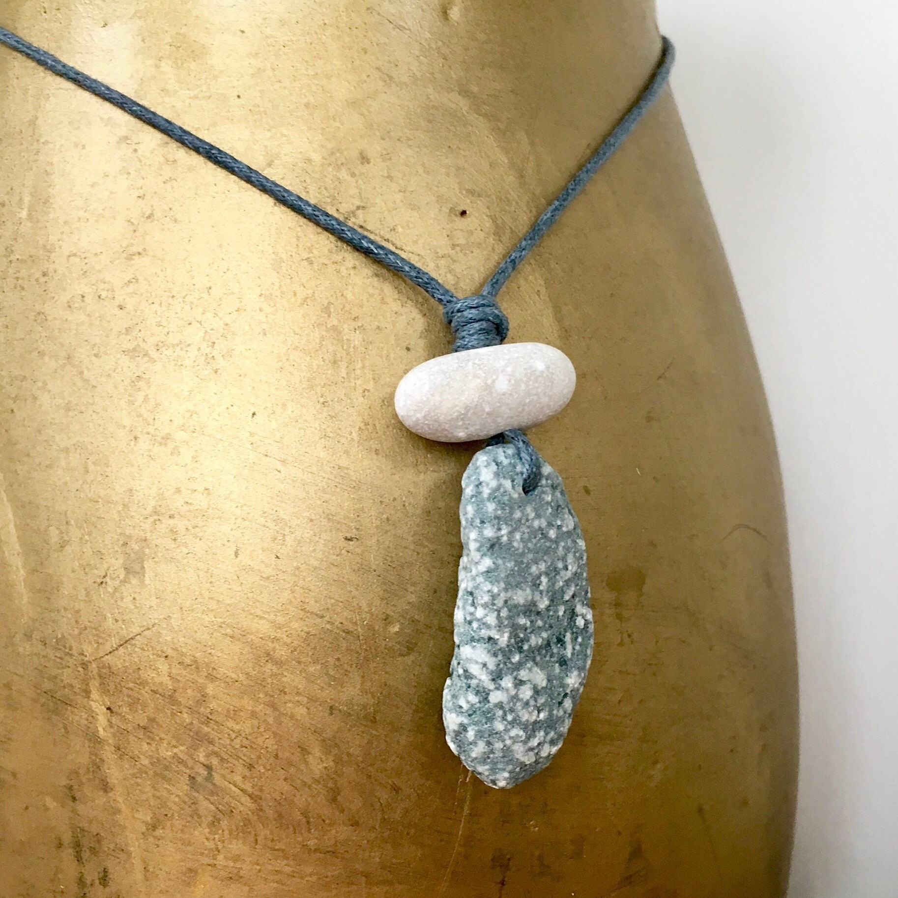 pebble necklace, simple beach stone jewellery in a bohemian style for a ...