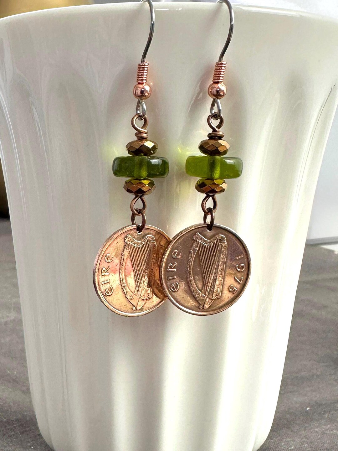 1975 Irish Half Penny Coin Earrings: Handmade Dangle, Jewellery From ...