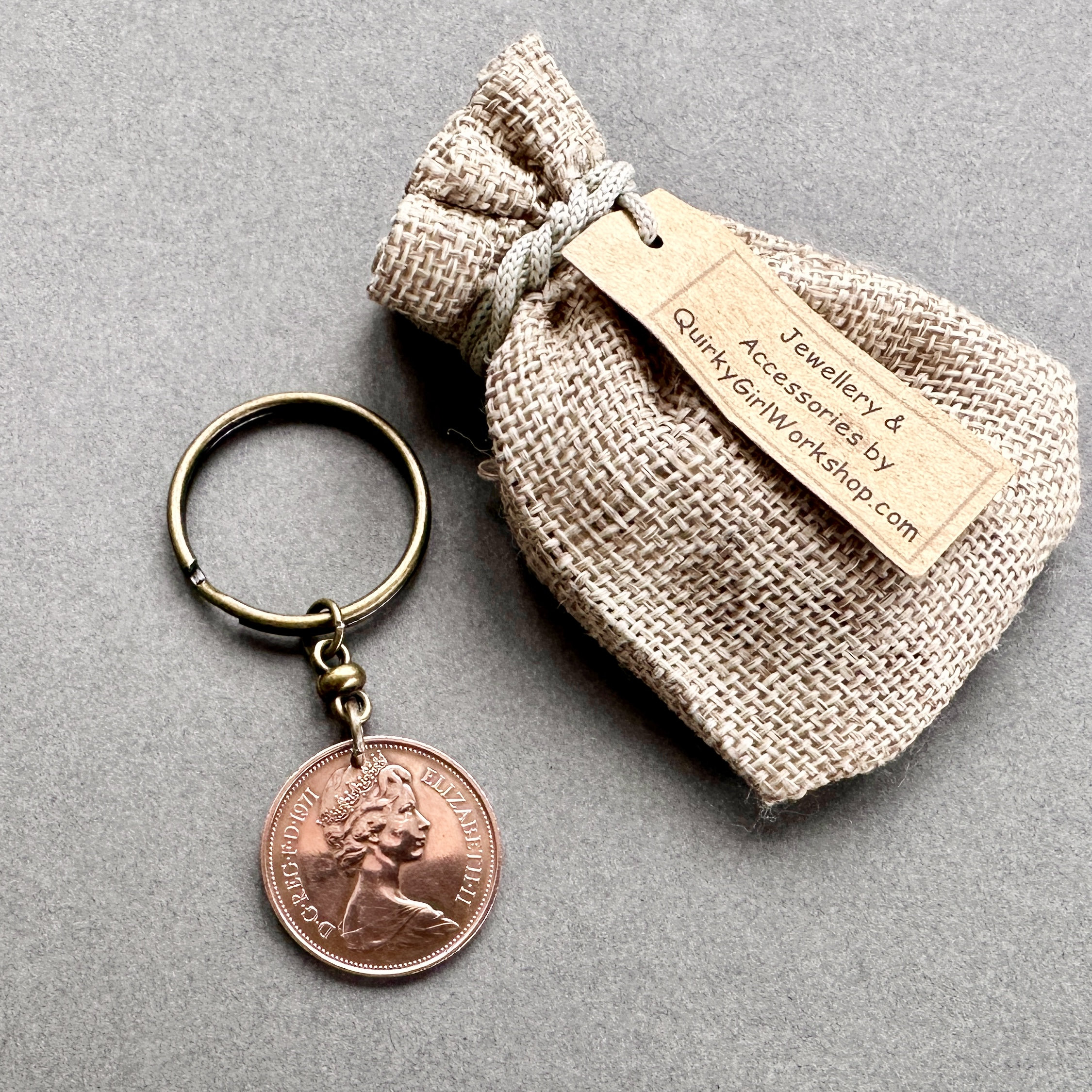 1971 British two pence coin key ring, this key chain would make a ...