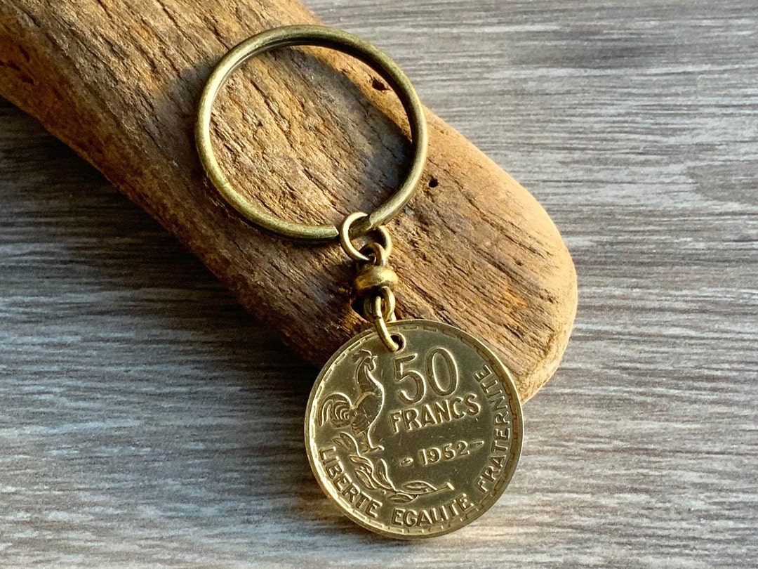 1952 French 50 Franc Coin Key Ring Key Chain France Birthday - Etsy