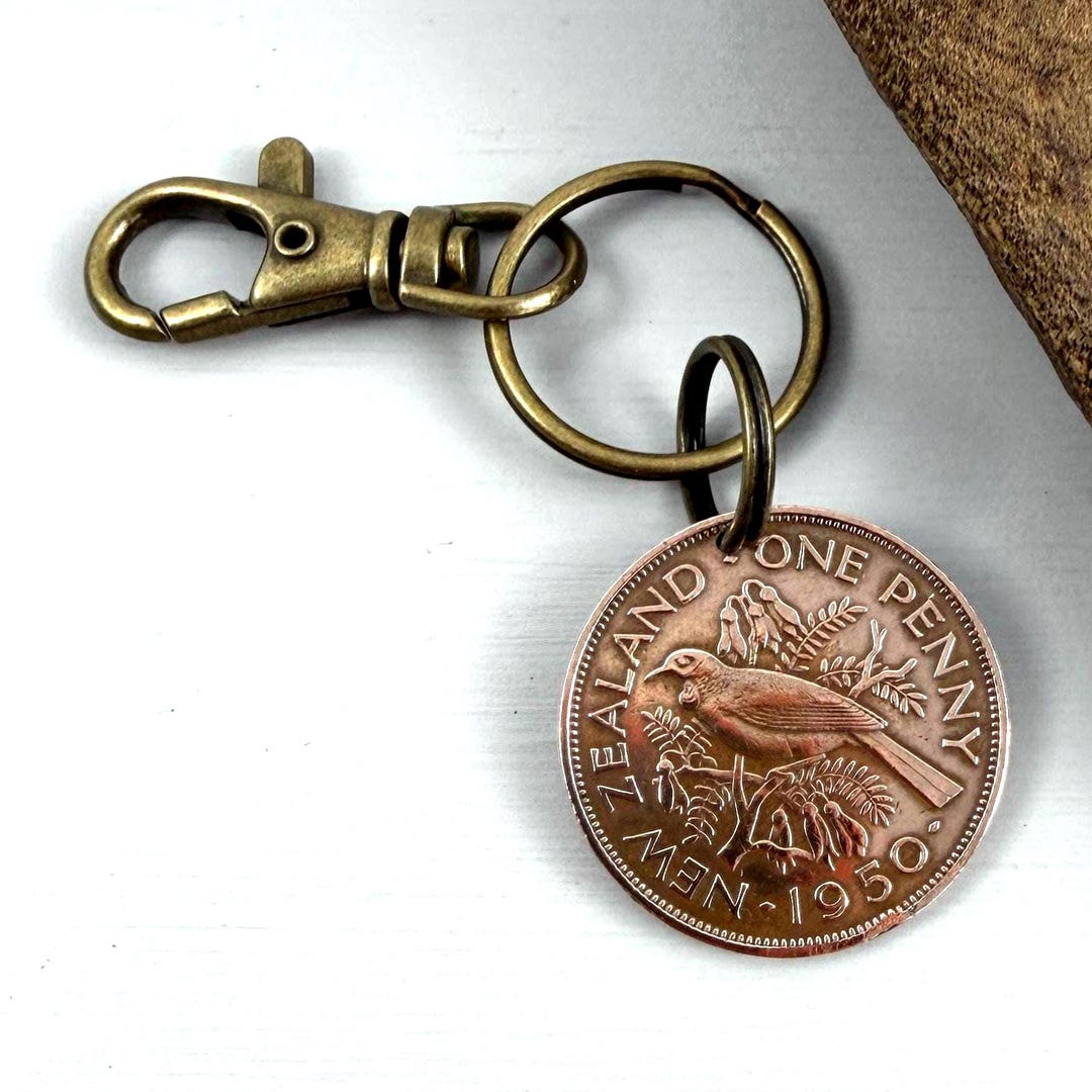 1950 New Zealand Tui Bird Penny Keychain: Vintage NZ Coin Clip - Etsy