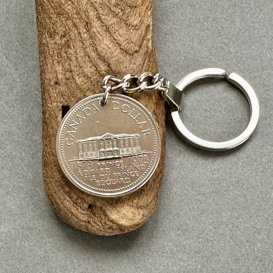 1973 Canadian Dollar Coin Key Ring Key Chain 52nd Birthday or ...
