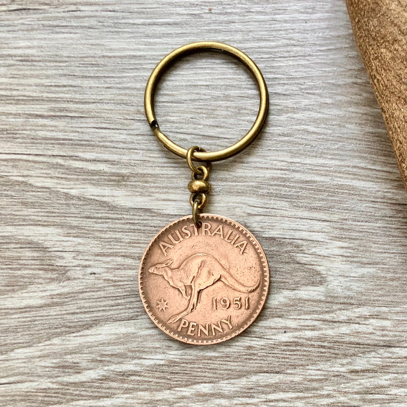 1951 Australian penny keychain keyring or clip | Etsy
