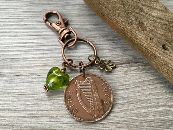 Irish penny lucky charm 1968 Ireland coin with a four leaf | Etsy