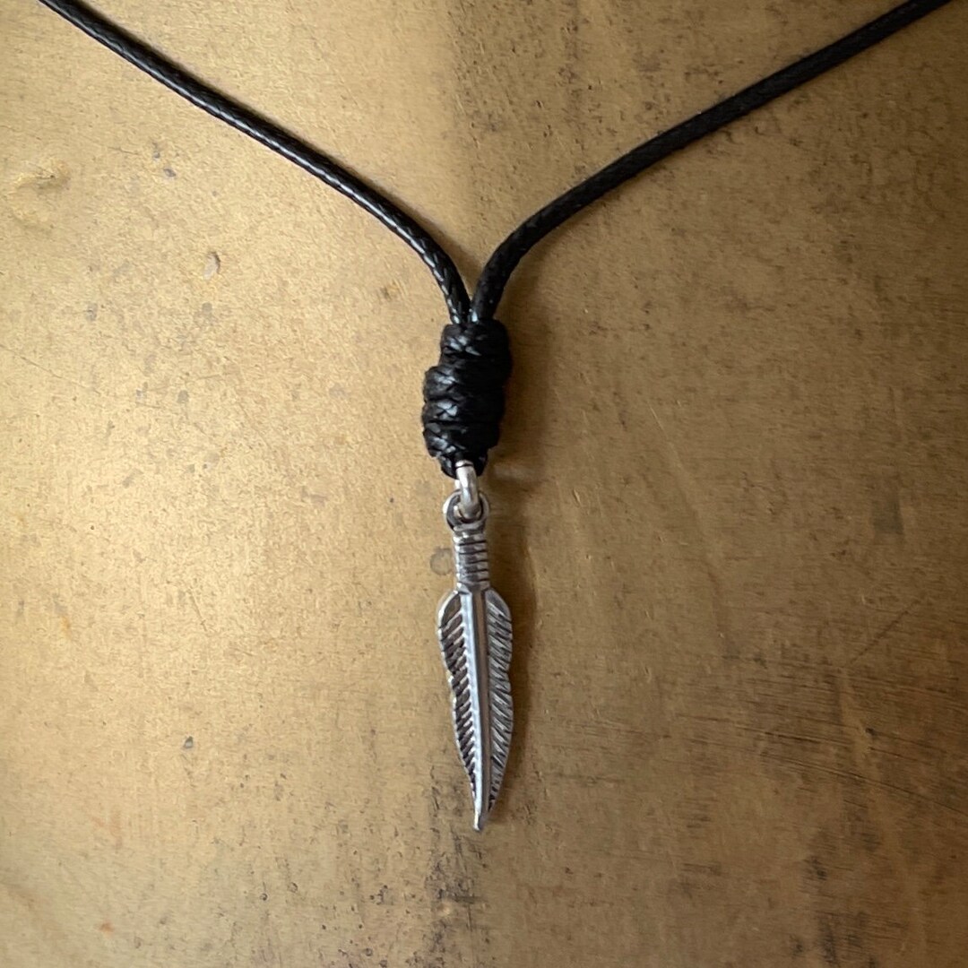 Feather Necklace, Stainless Steel Feather Adjustable Necklace on a ...