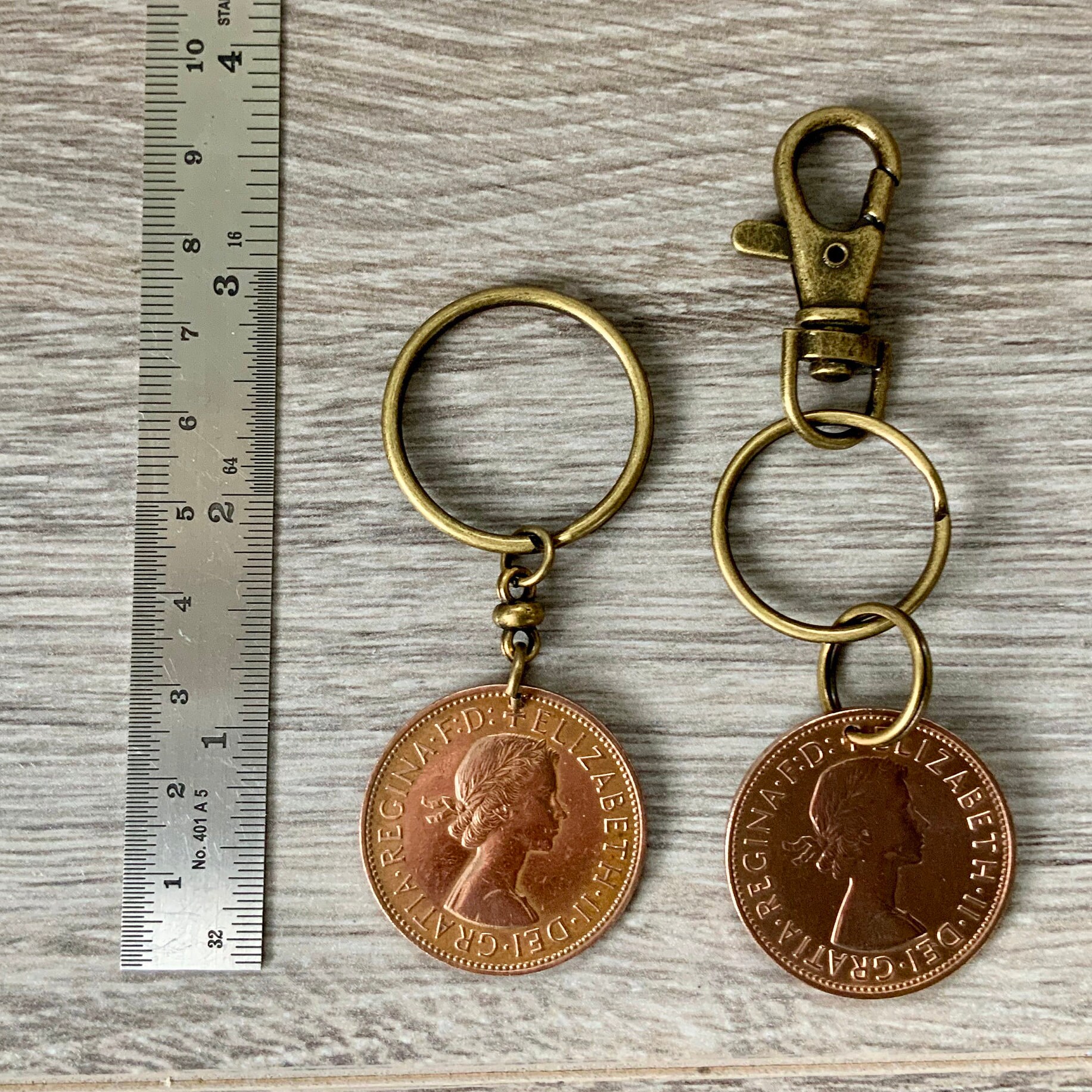 British penny key ring or clip choose the coin year for | Etsy