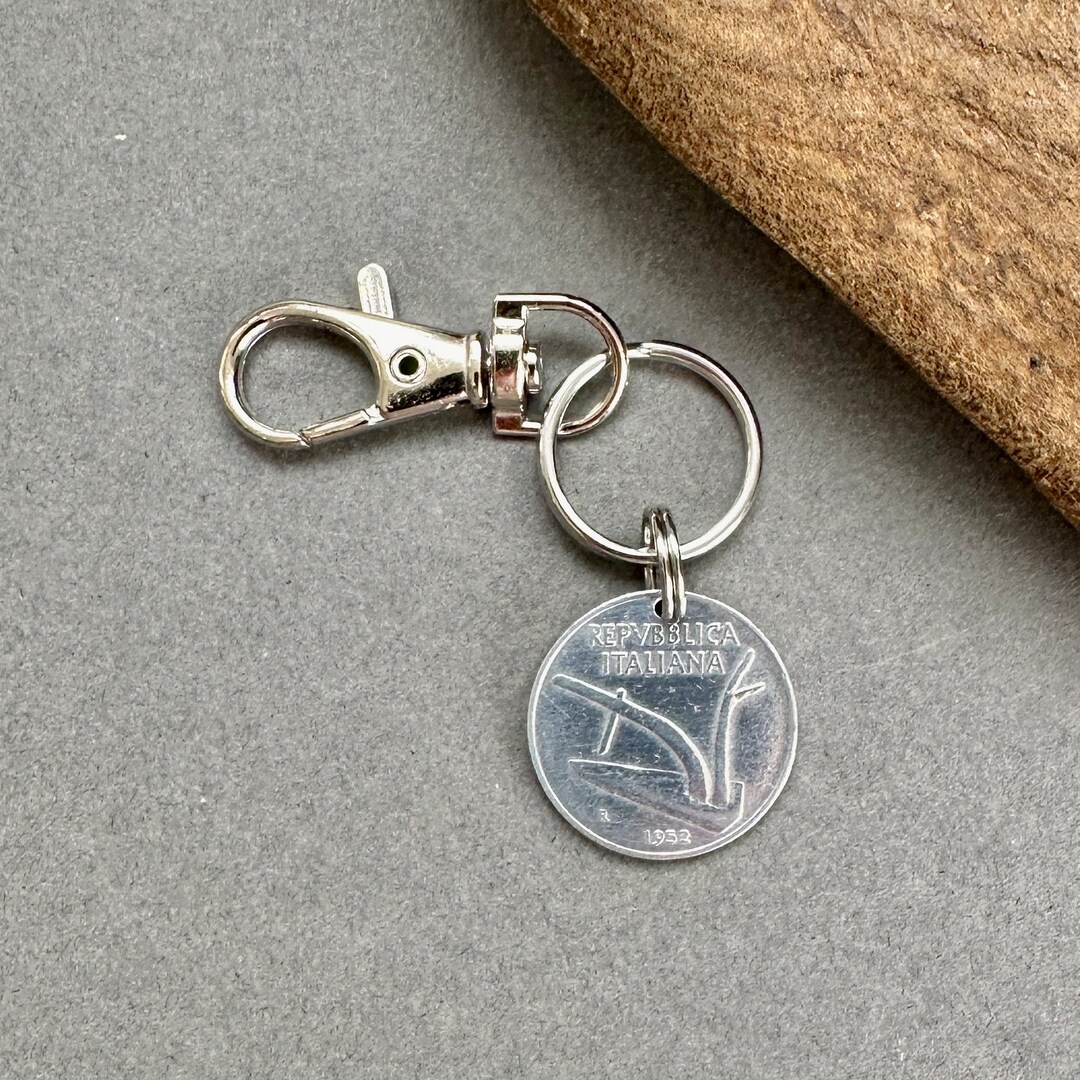 1952 Italian Coin Key Ring, Great for a 72nd Birthday Gift, Italy Key ...