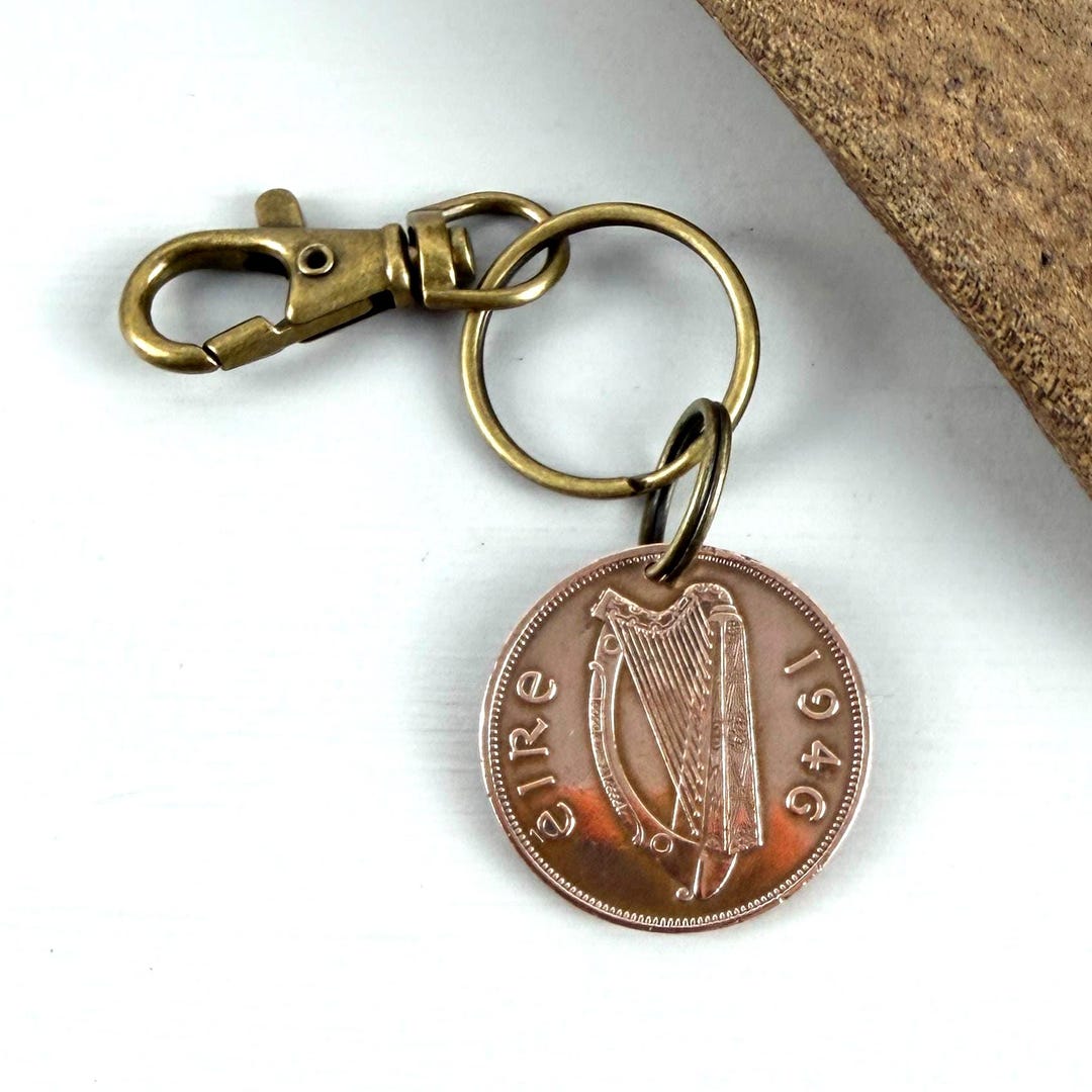 80th Birthday Gift, 1946 Irish Penny Keyring: St Patrick's Day Lucky ...