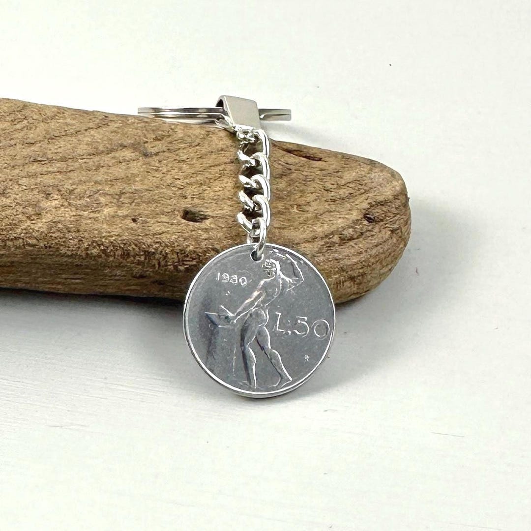 Italian Coin Key Ring, Italy Key Chain, Choose Between 1980, 1981 or ...