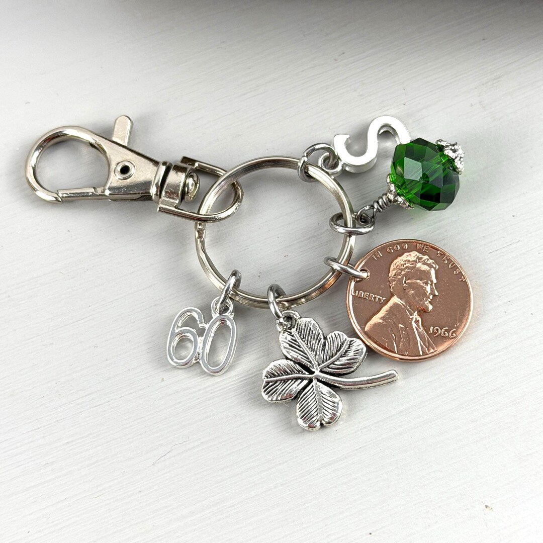 60th Birthday Gift: 1966 USA Penny Bag Clip Charm With Initial ...