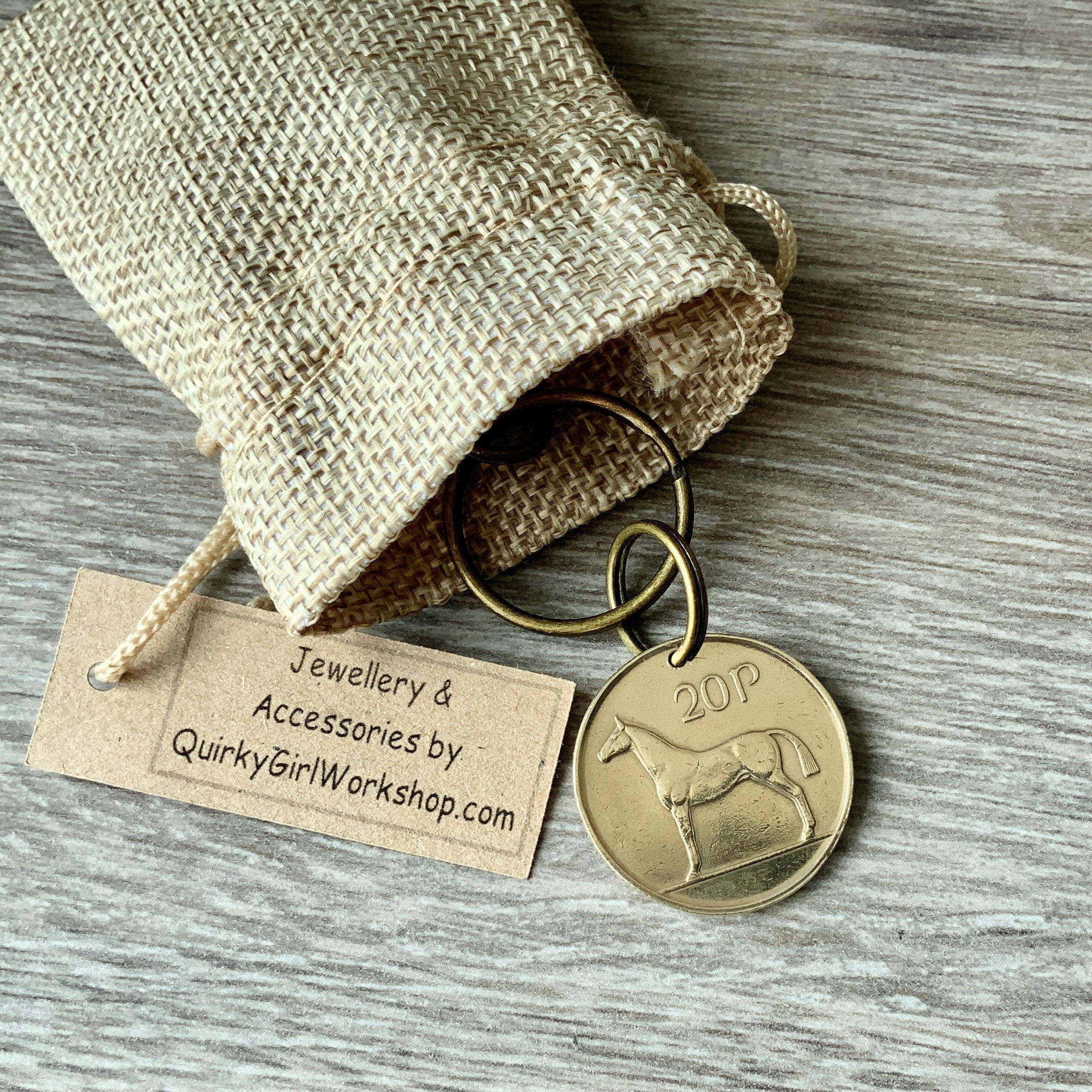 1992 Irish 20p coin key ring clip, a perfect gift for 33rd birthday or ...