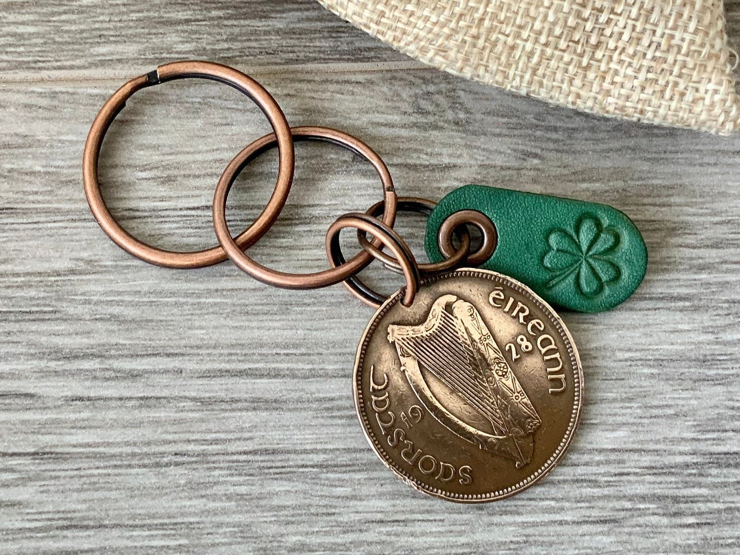 Old Irish Penny Pingin and Shamrock Key Chain Key Ring or - Etsy UK