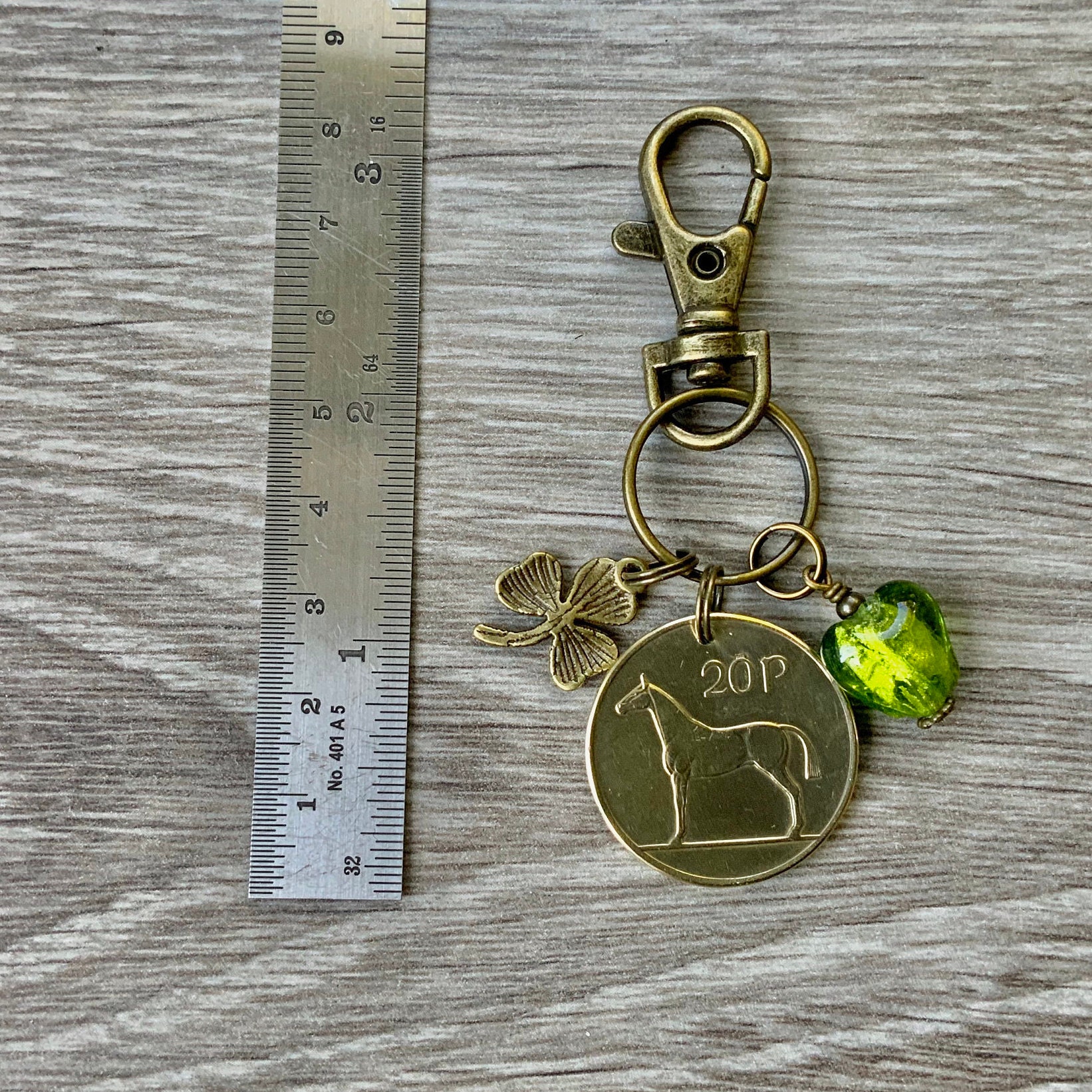 Irish coin bag charm, 1992 Ireland coin keychain or key ring, 33rd ...
