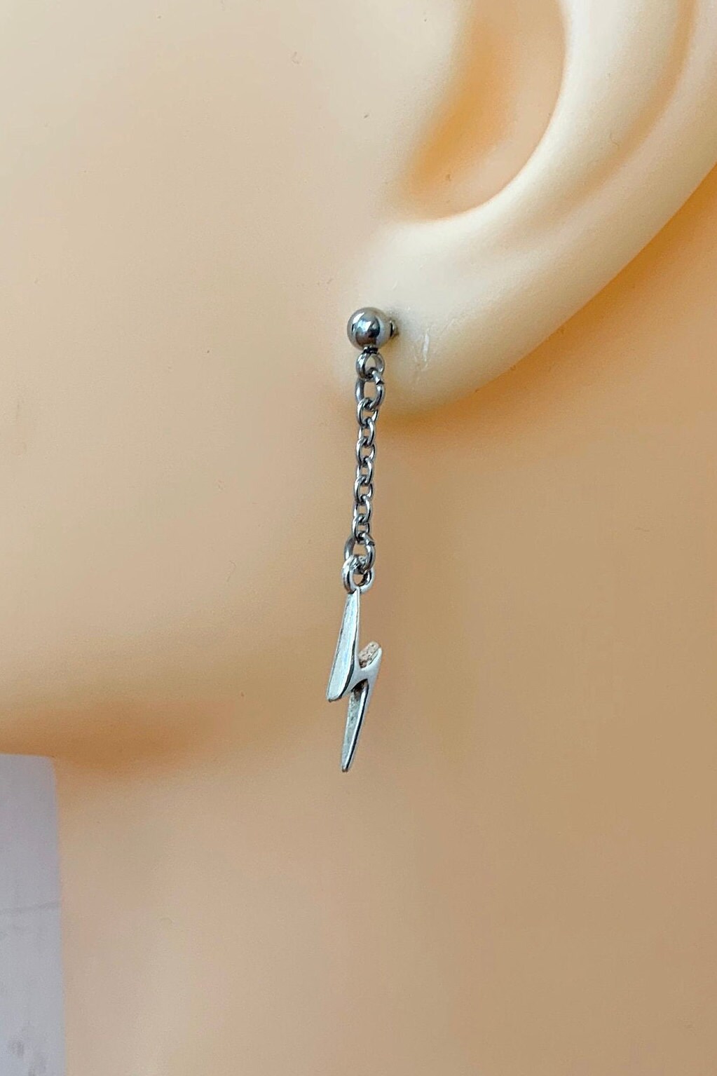 Long lighting bolt earring, thunder bolt dangle earrings, available as ...
